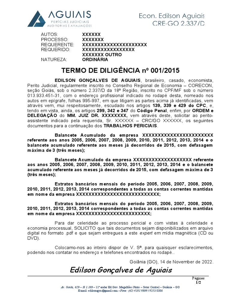 11 - Modelo de Diligência | PDF