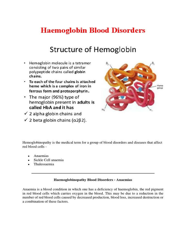 Haemoglobin Blood Disorders | PDF