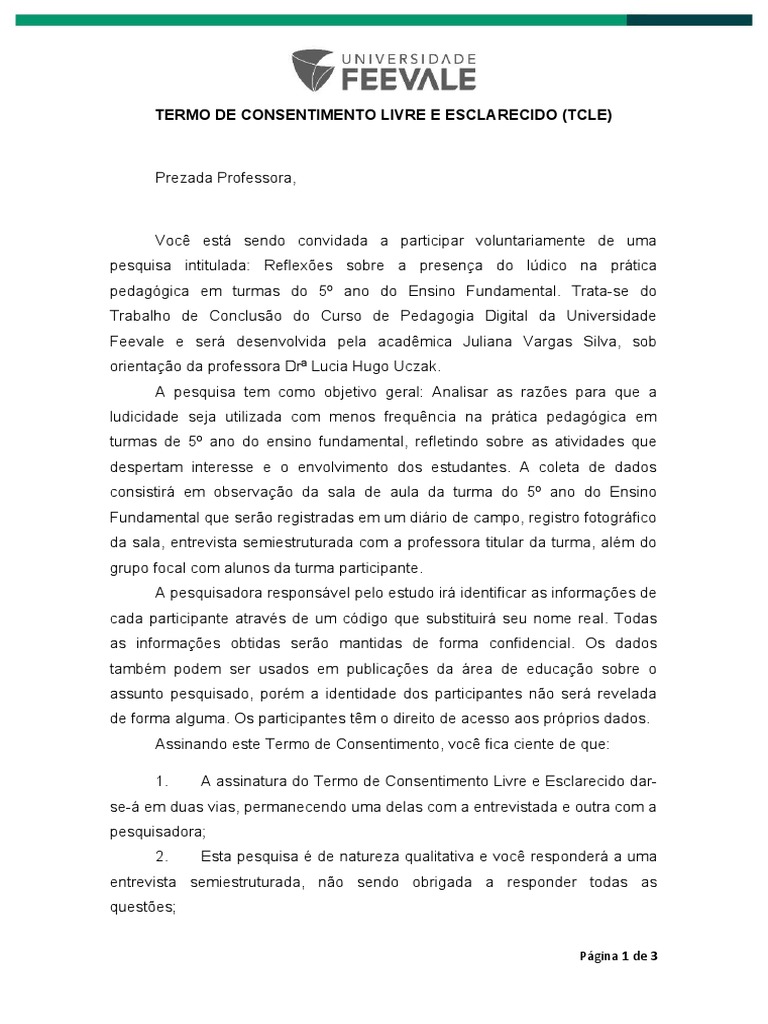 Termo de Consentimento Livre e Esclarecido (TCLE) Professora - REVISADO ...
