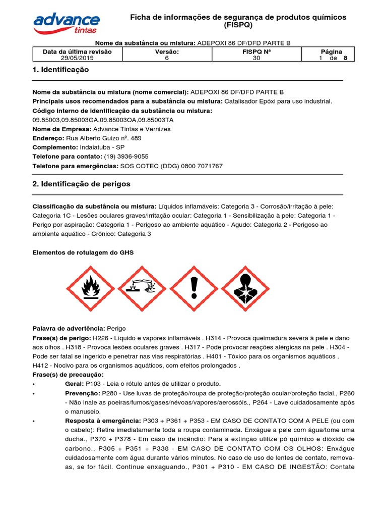 Componente B - ADEPOXI 86 DF-DFD Parte B | PDF | Embalagem e rotulagem ...