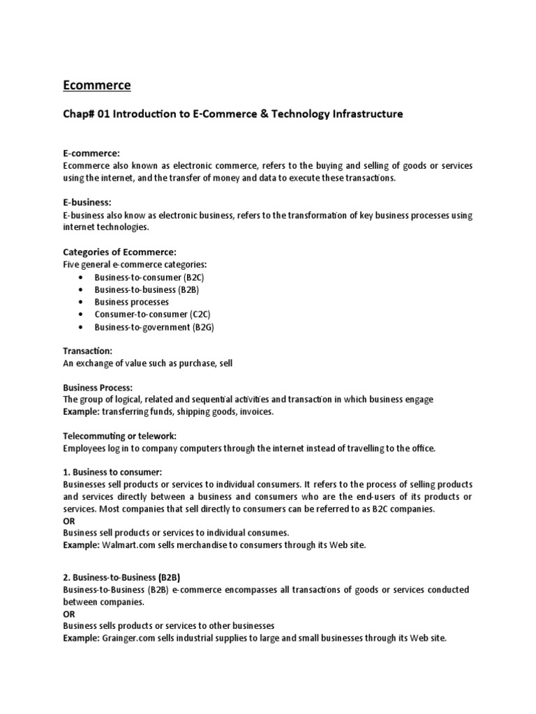 Ecommerce Notes | PDF | E Commerce | Internet