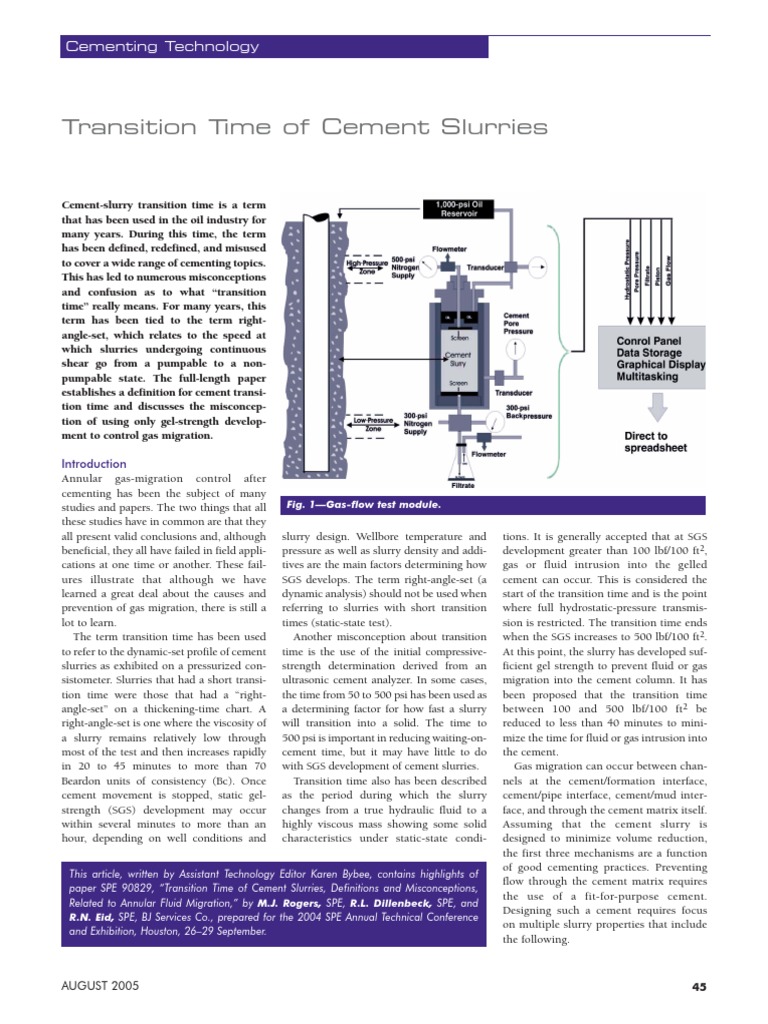 Defining Cement Slurry Transition Time | PDF | Gases | Fluid Dynamics