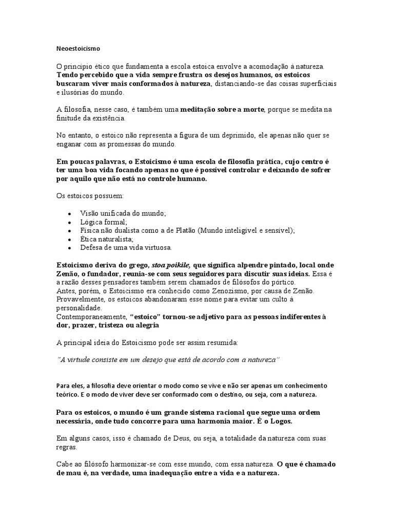 Neoestoicismo | PDF | Estoicismo | Metafísica da mente