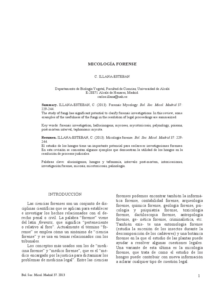 Micología Forense-C. ILLANA-ESTEBAN Pag 5 | PDF | Micotoxinas | Psilocibina