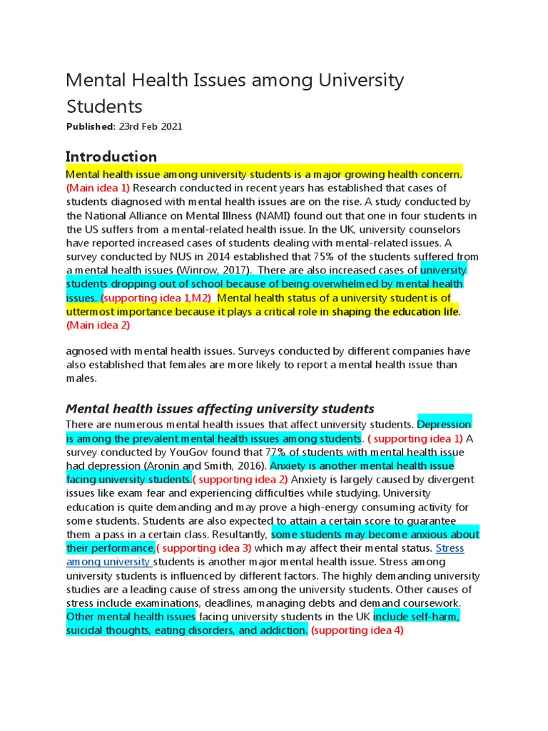 University Students Mental Health Pdf Mental Disorder National