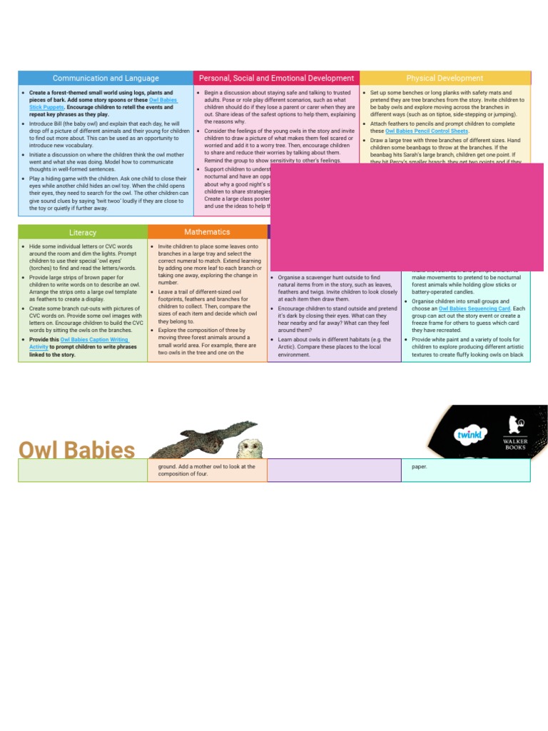 Exploring Owl Babies Through Literacy, Mathematics, Personal ...