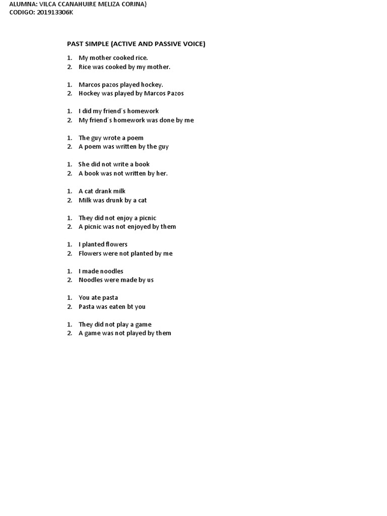 Past Simple (Active and Passive Voice) | PDF