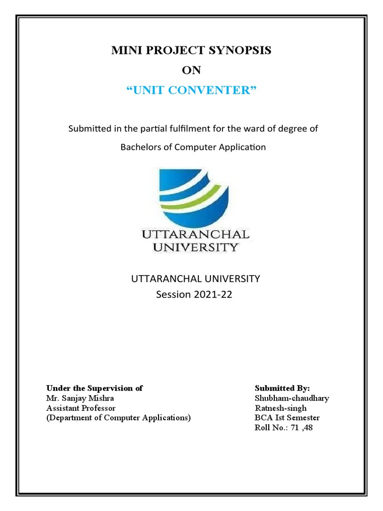 Mini Project Synopsis Saurabh | PDF