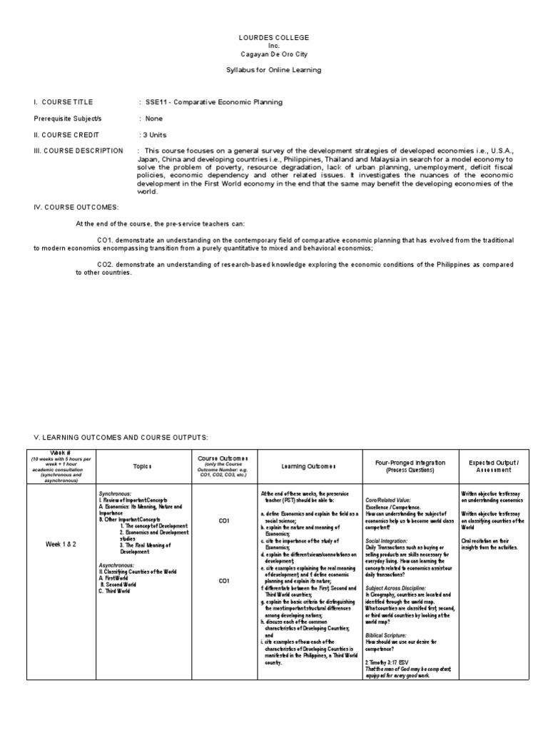 Sse11 Comparative Economic Planning Pdf Economics Globalization