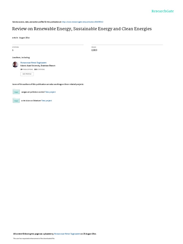 Review Renewable Energy | PDF | Renewable Energy | Sustainable Energy