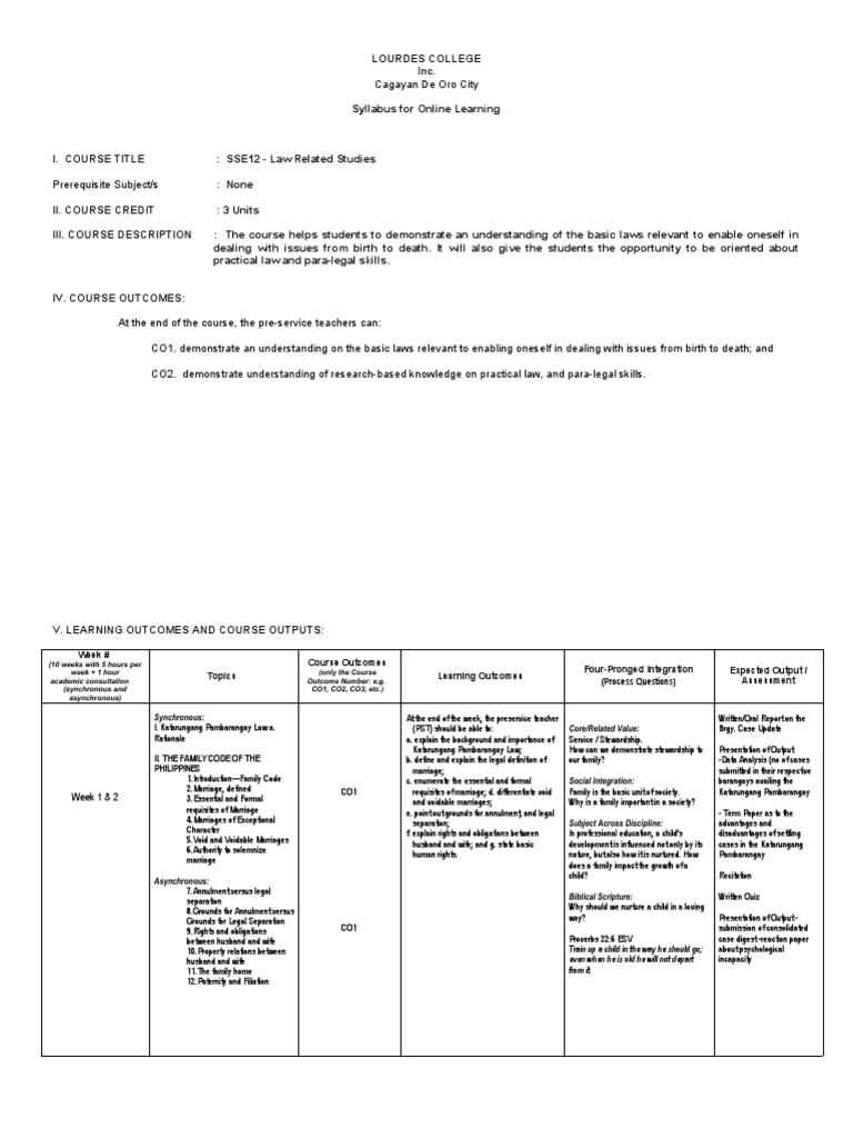 Law Related Studies Syllabus for SSE12 | PDF | Employment | Crimes
