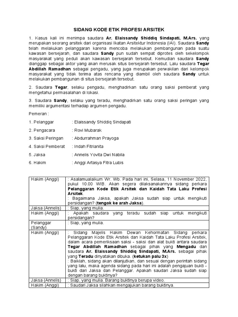 Sidang Kode Etik Profesi Arsitek | PDF