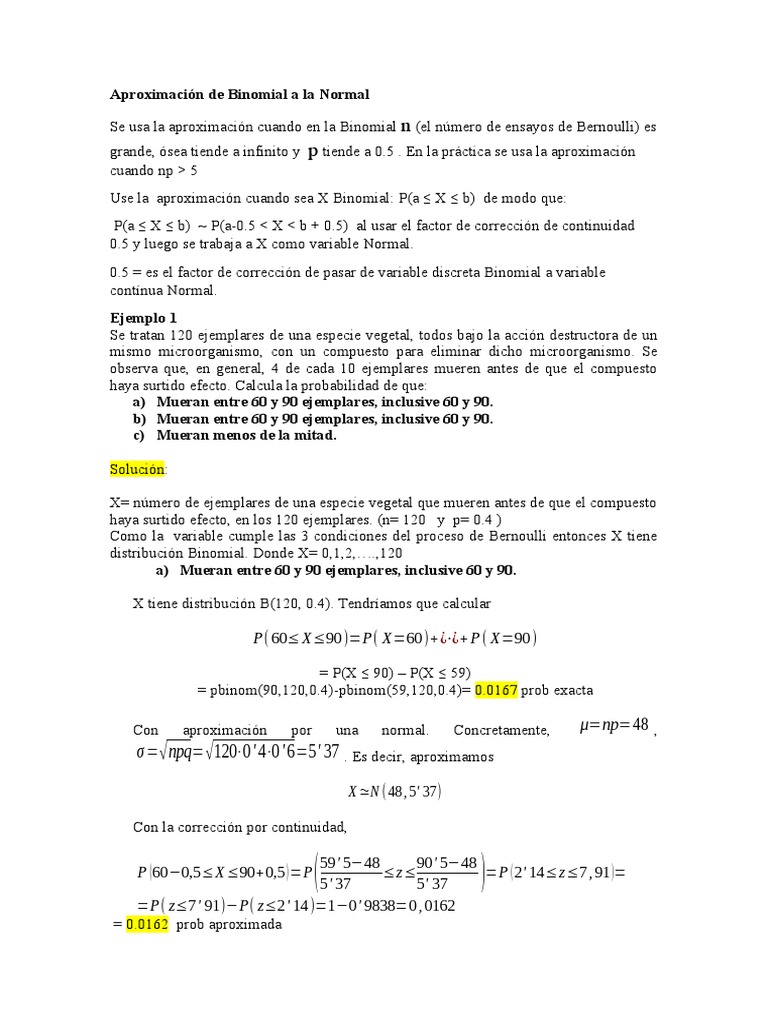 Aproximación De La Distribución Binomial A La Normal. Ejercicios Resueltos – CWPCHL