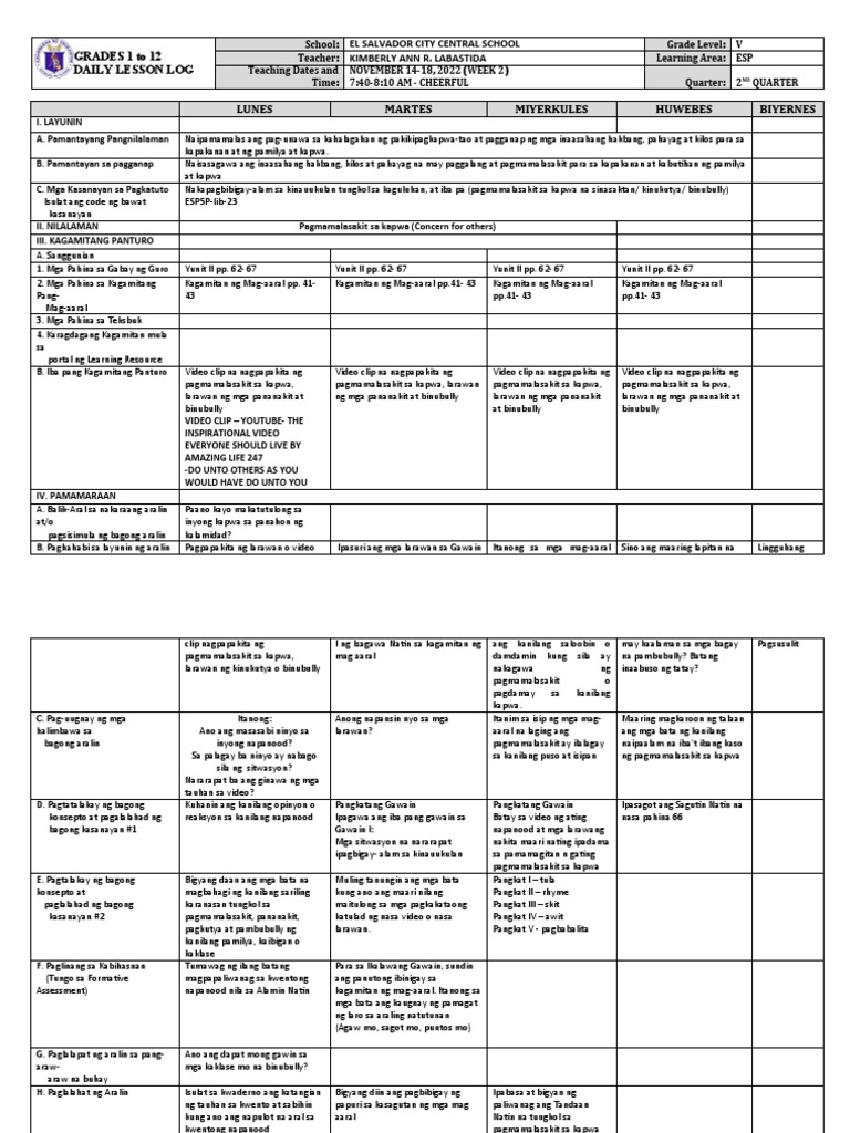 DLL - Esp 5 - Q2 - W2 | PDF