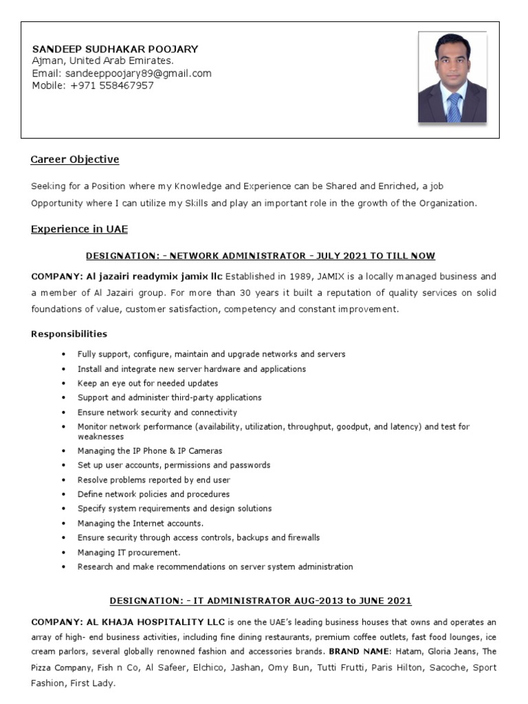 Network and IT Administrator Resume | PDF | Cisco Certifications | Computer Network