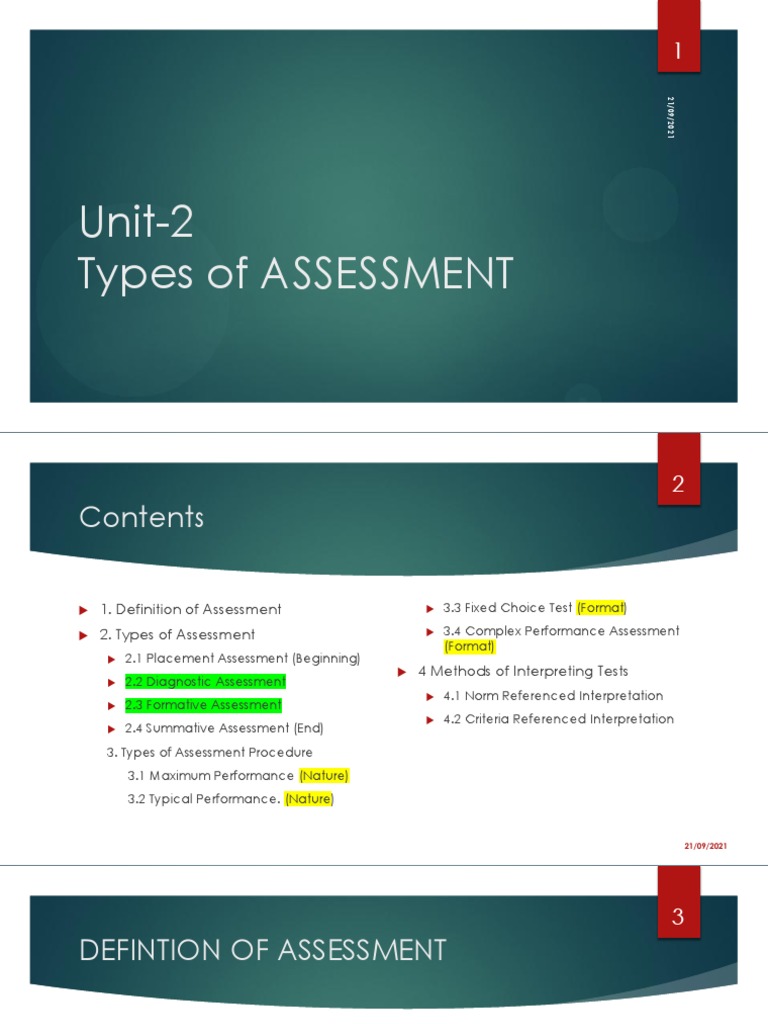 PPT-3-Unit-2 Types of Assessment | PDF PPT-3-Unit-2 Types of Assessment | PDF