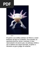 Ajolote Mexicano PDF | PDF | Organismos | Conservación