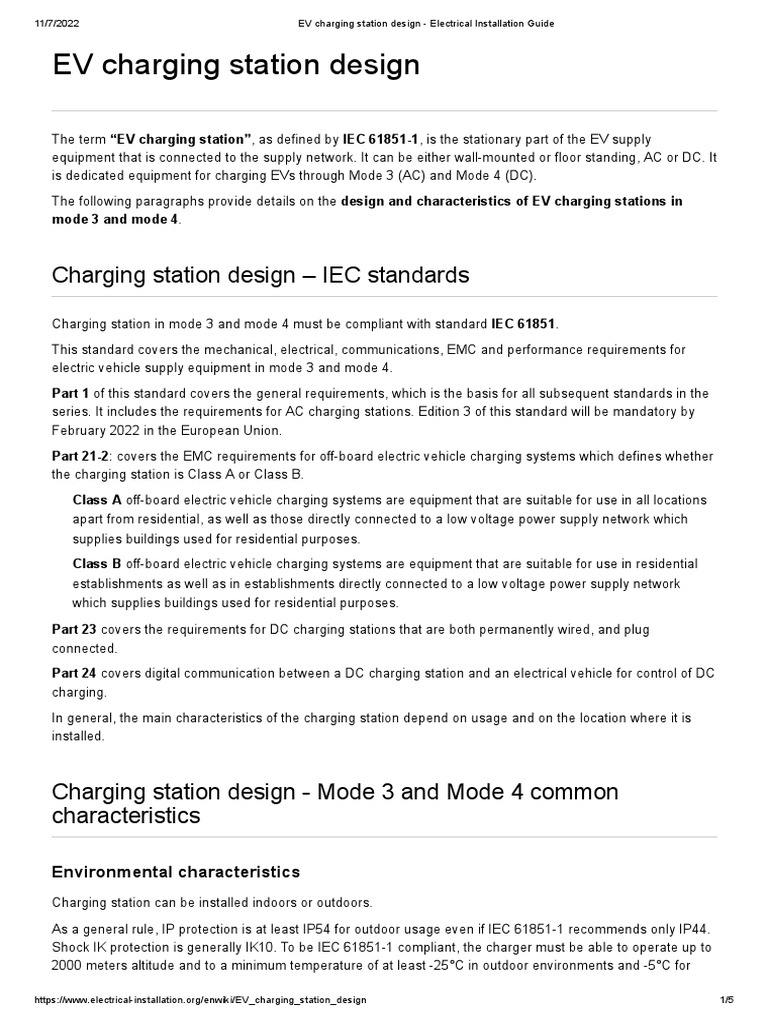 EV Charging Station Design Guidelines | PDF | Electrical Engineering ...