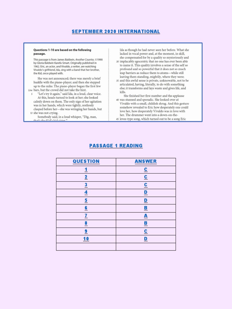 September 2020 SAT Test Answers | PDF