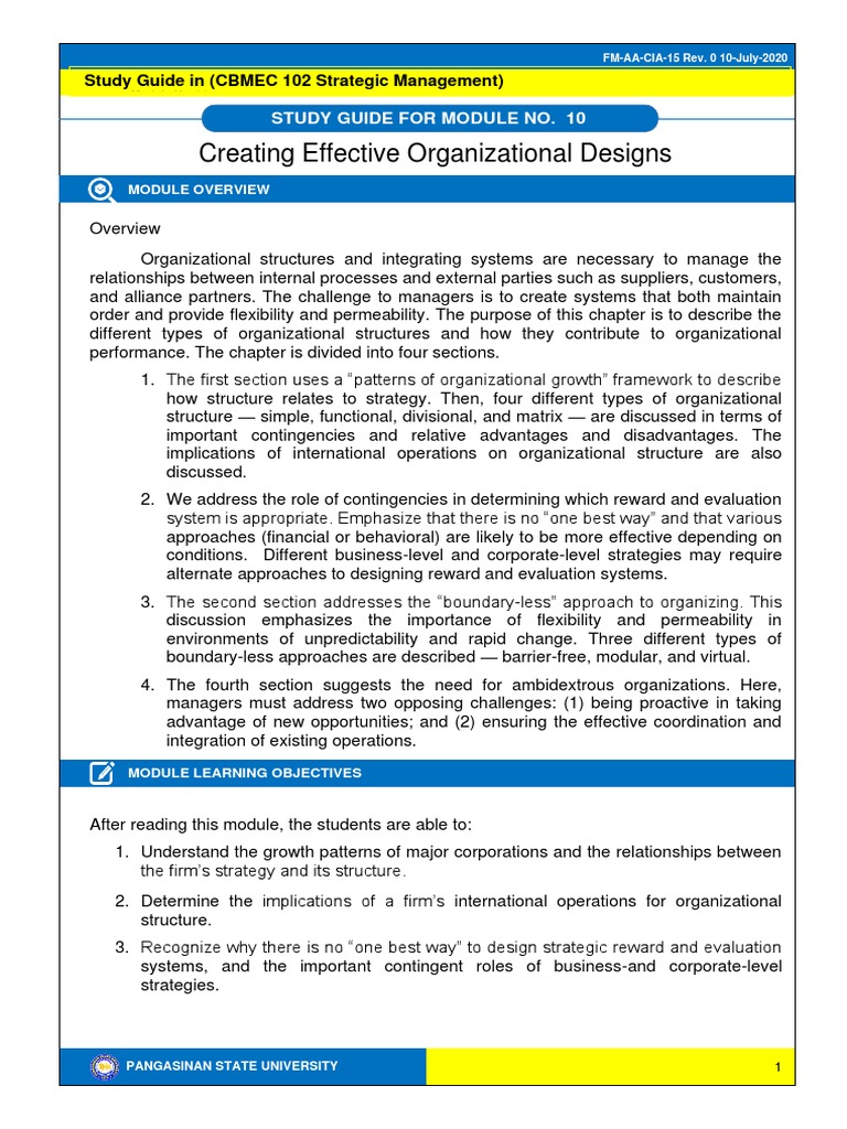 Study-Guide Stratma | PDF | Strategic Management | Organizational Structure
