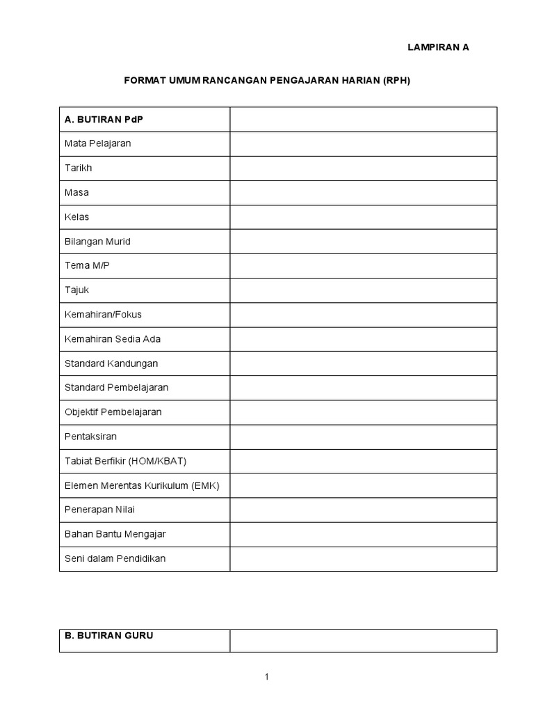 FORMAT PENULISAN RPH | PDF