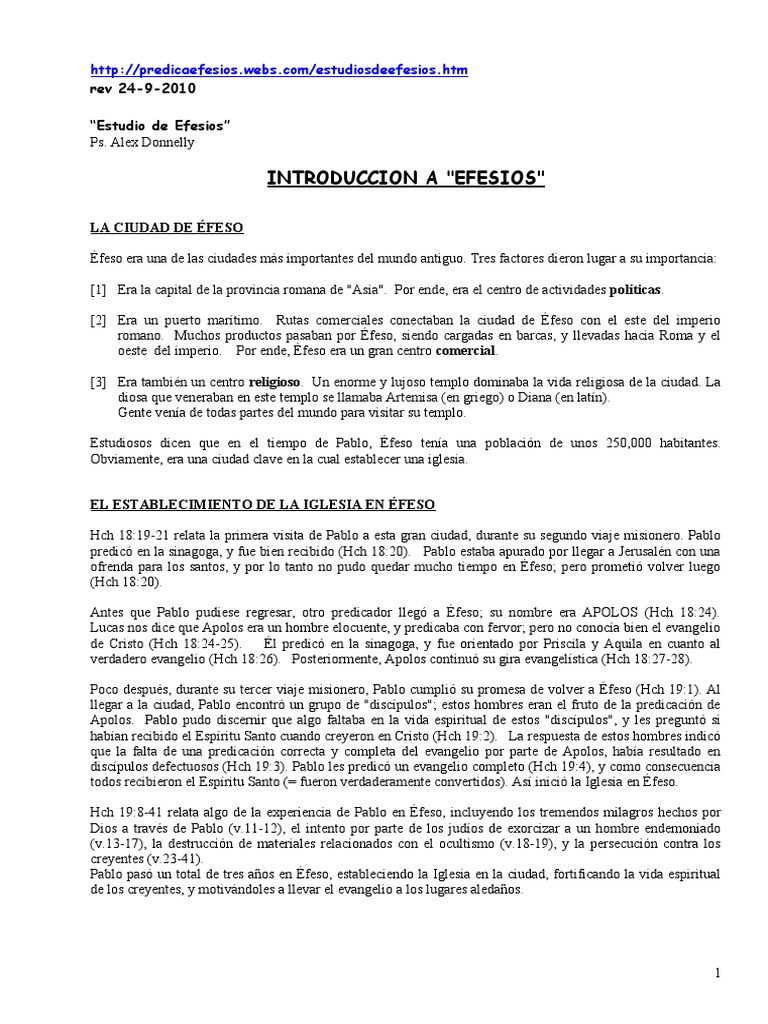 Estudio de Efesios por Alex Donnelly | PDF | Pablo el apóstol | Salvación