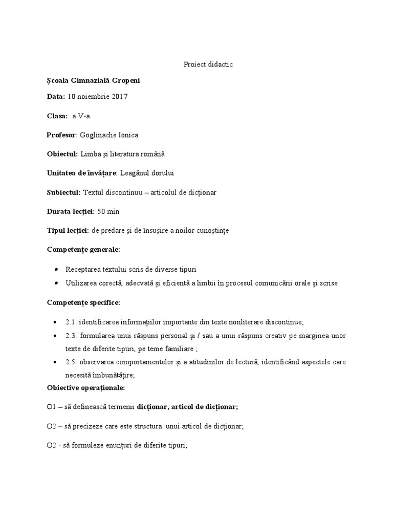 proiect-didactic-inspectie | PDF