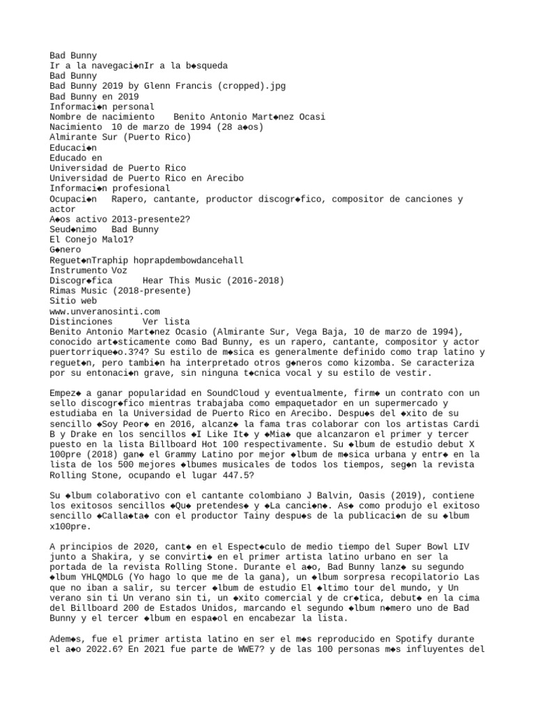 Bad Bunny | PDF | Musica Popular