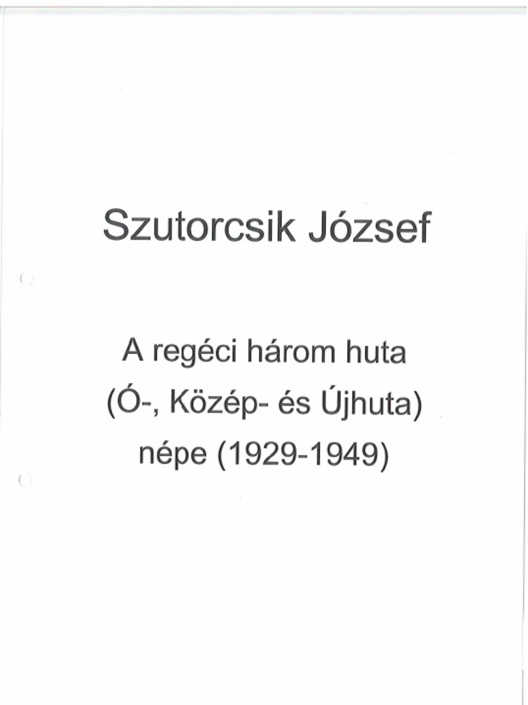 Szutorcsik J - A Regéci Három Huta Népe | PDF