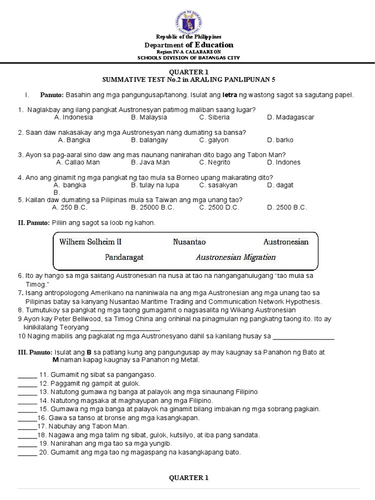 AP 5 2nd Summative Test | PDF