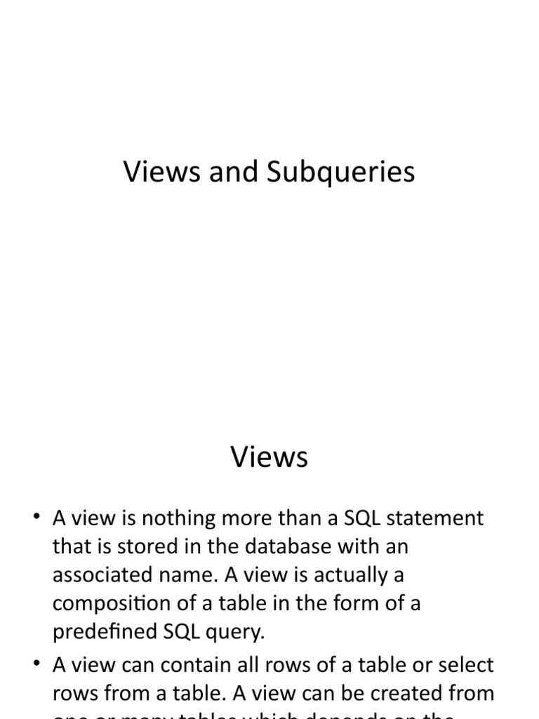 Views and Subqueries | PDF | Information Retrieval | Sql