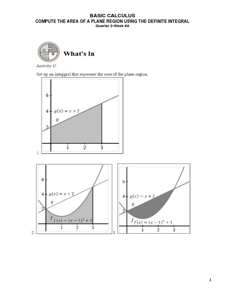 Basic Cal Q2 Module 1 WEEK 8A Compute The Area of A Plane Region Using The Definite Integral | PDF