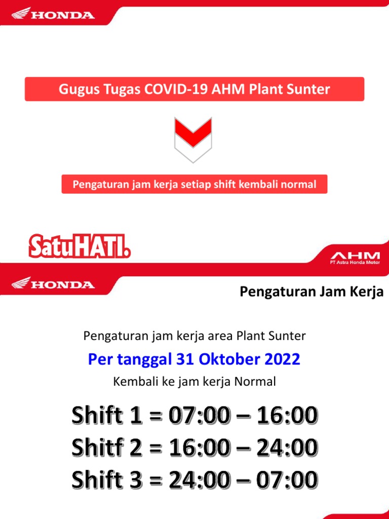Pengaturan Jam Kerja Kembali Normal Area Plant Sunter | PDF