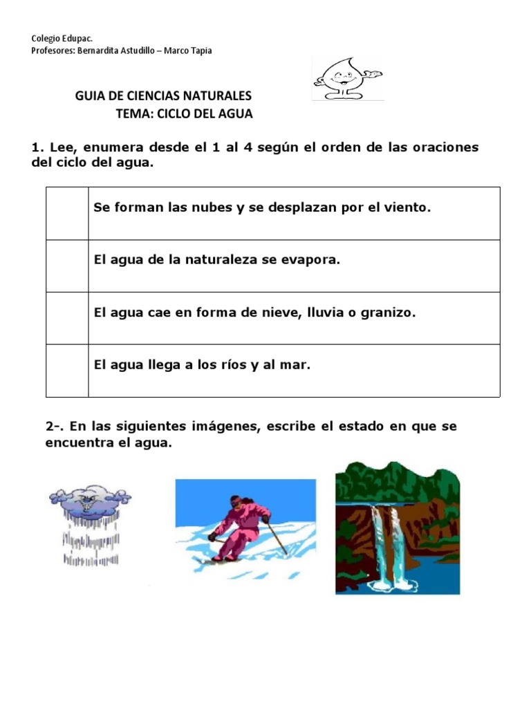Guia Ciclo Del Agua 2° | PDF