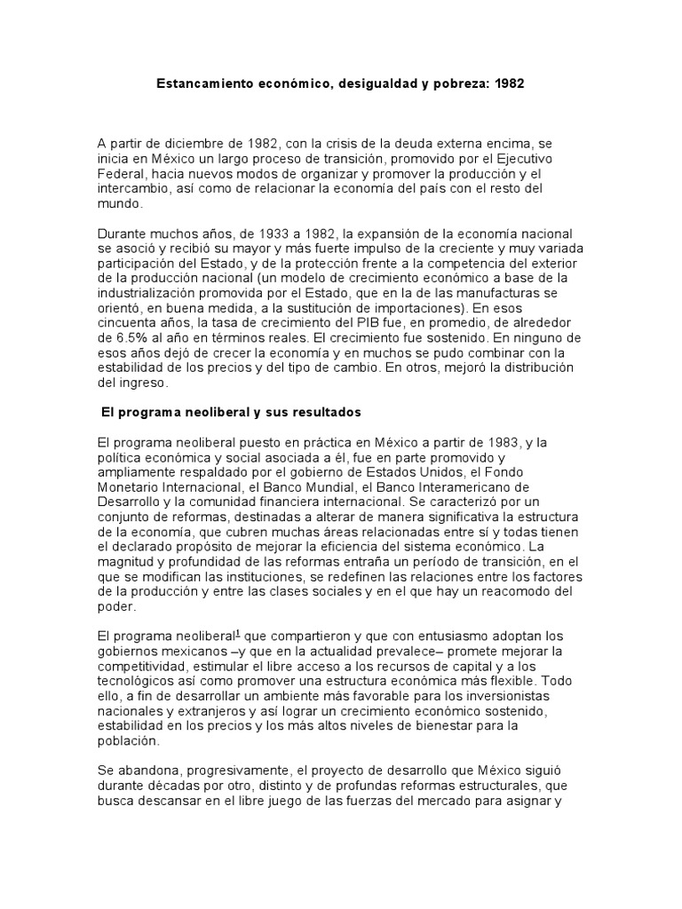 Estancamiento Económico | PDF | Neoliberalismo | México
