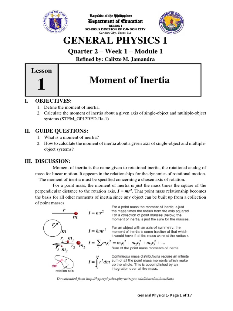 General Physics 1 Q2 W1 M1 LDS Static-Equilibrium ALG RTP | PDF | Torque | Force