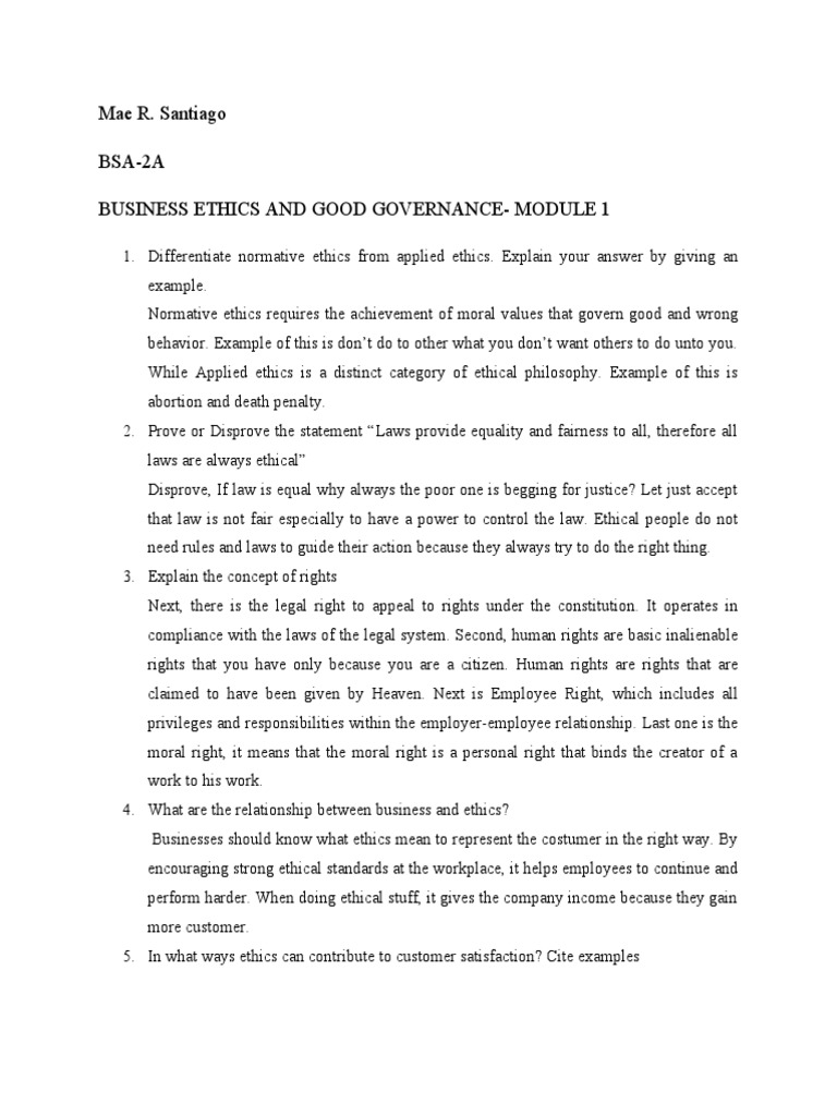 Ethics-Module 1 | PDF | Rights | Business Ethics