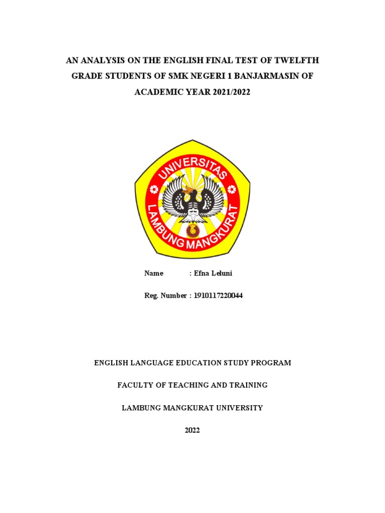 Analysis of the Twelfth Grade English Final Test | PDF | Skin ...