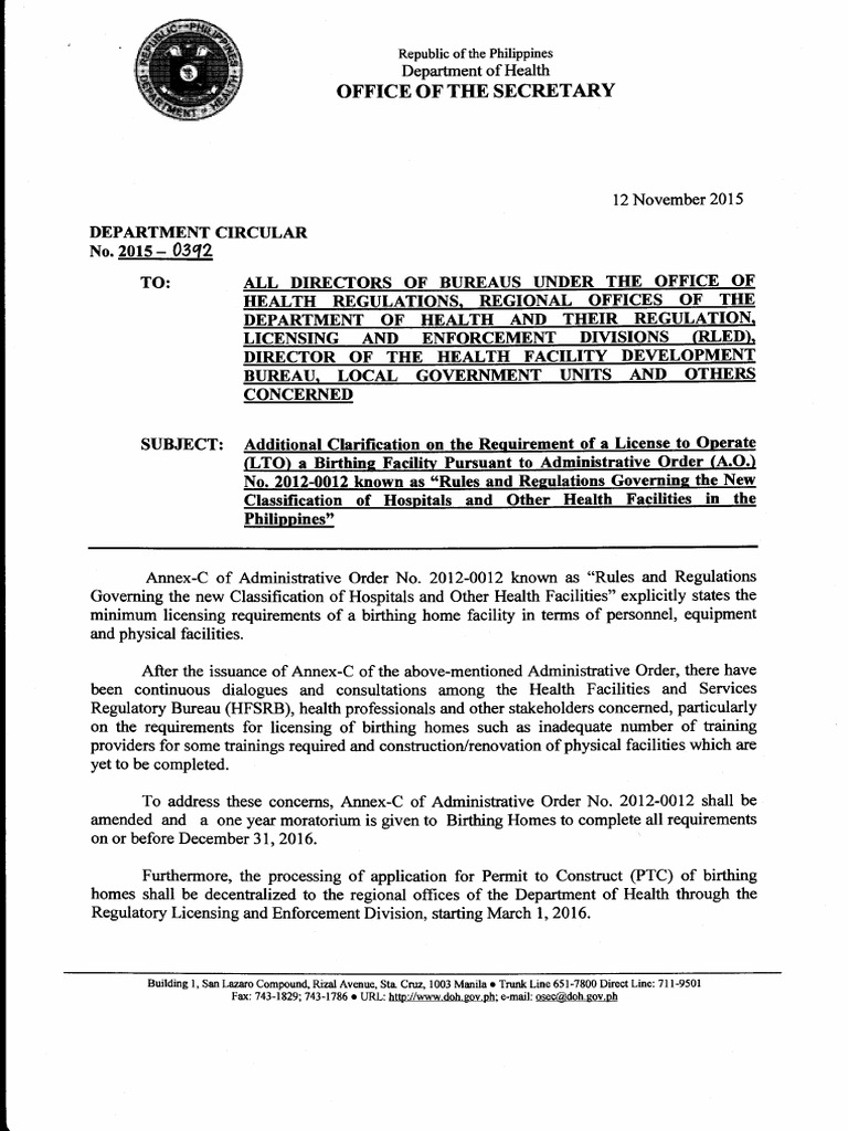 Licensing Requirements for Birthing Homes | PDF | Midwife | Childbirth