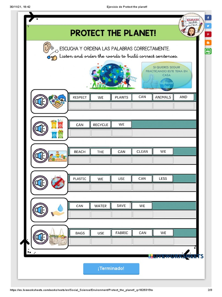 Ejercicio de Protect The Planet! | PDF | Ciencias sociales