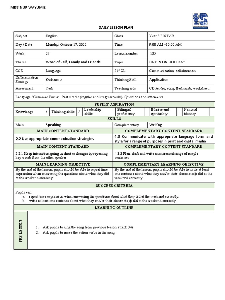 Y3 Lesson 135 TS25 17.10 | PDF | Question | Communication
