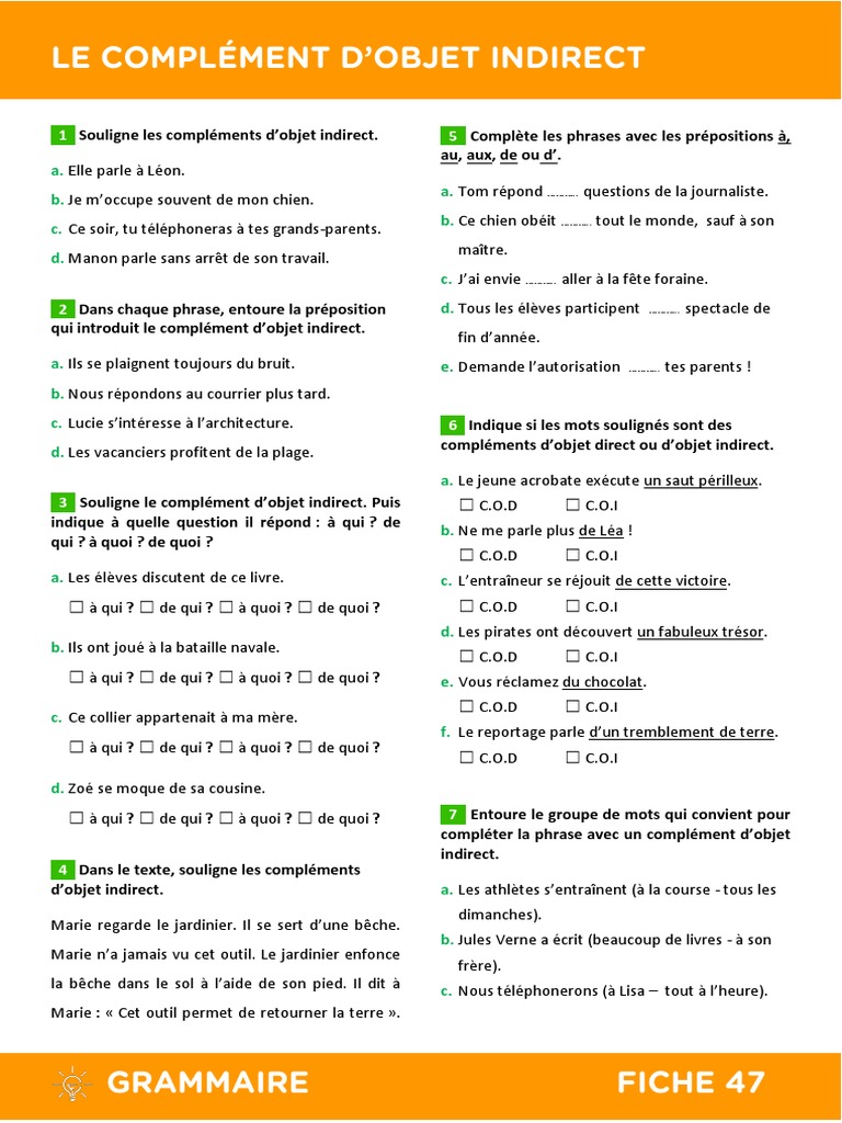 Complement Objet Indirect | PDF | Complément d'objet | Pronom