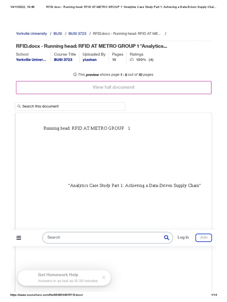 RFID - Docx - Running Head: RFID AT METRO GROUP 1 "Analytics.. | PDF ...