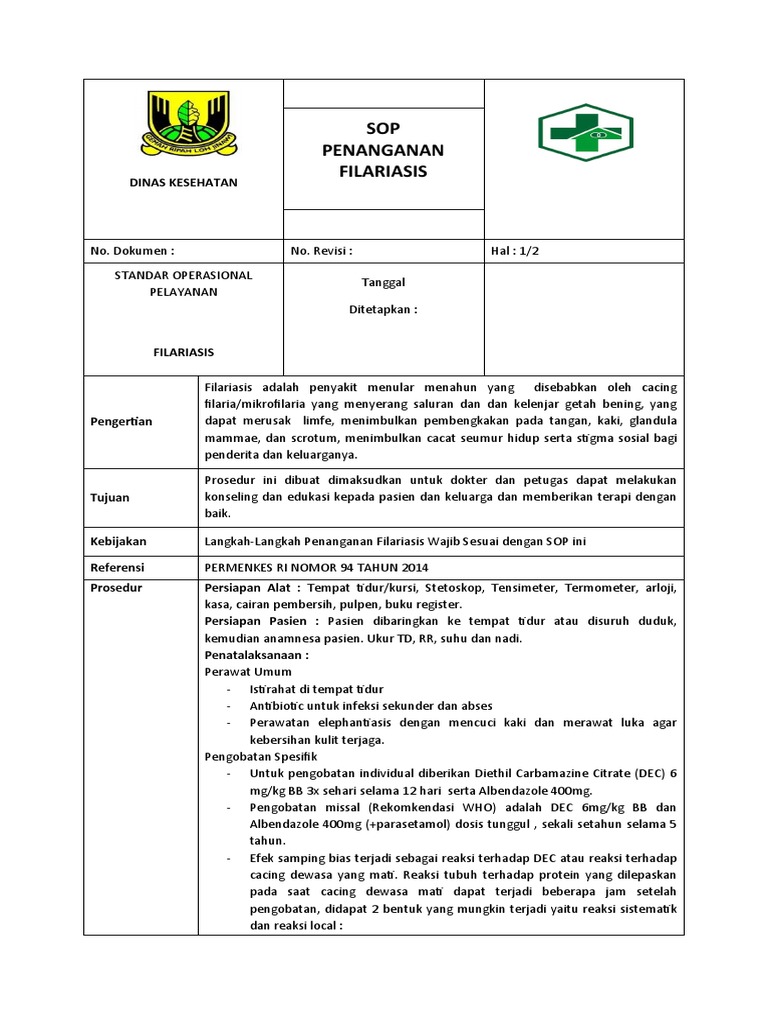 Sop Penanganan Filariasis | PDF