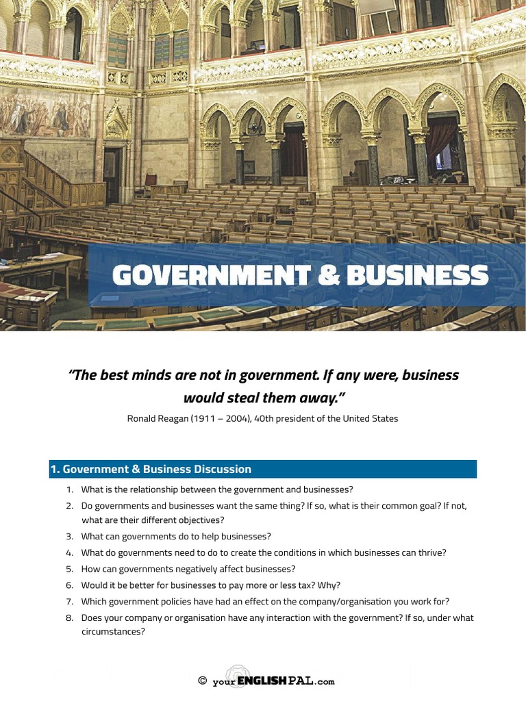 Your English Pal Business English Lesson Plan Government Business v1 ...