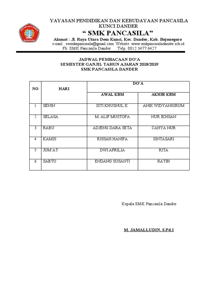 Daftar Hadir Penerimaan Rapot | PDF