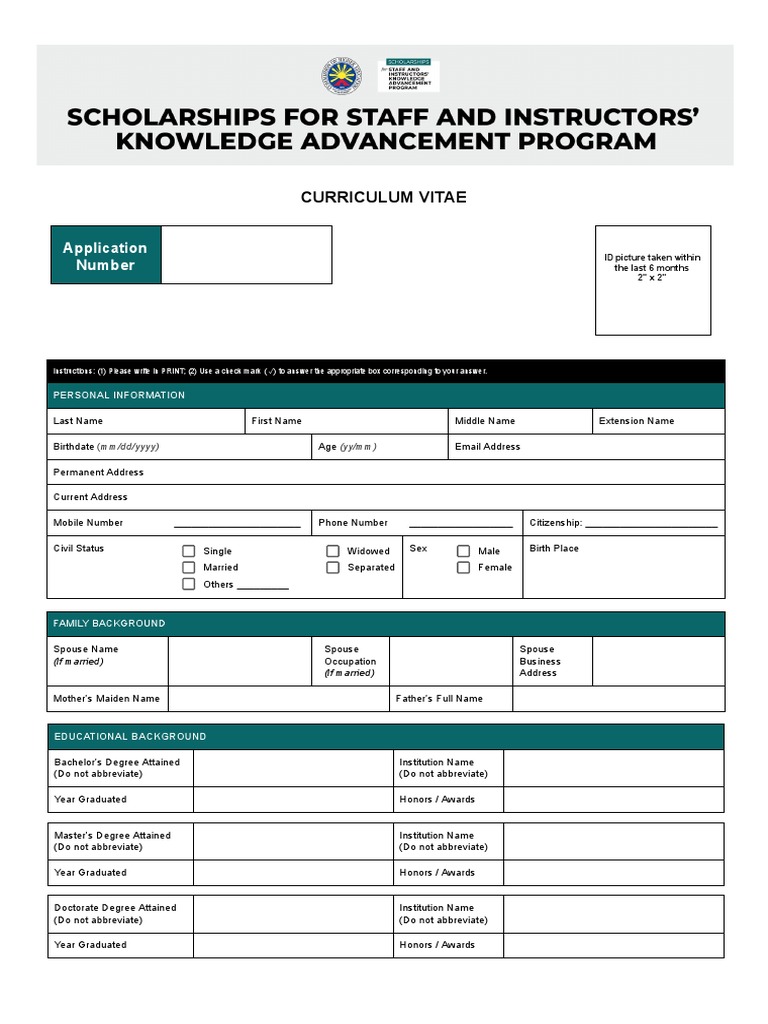 Comprehensive CV Application Form | PDF | Academic Degree