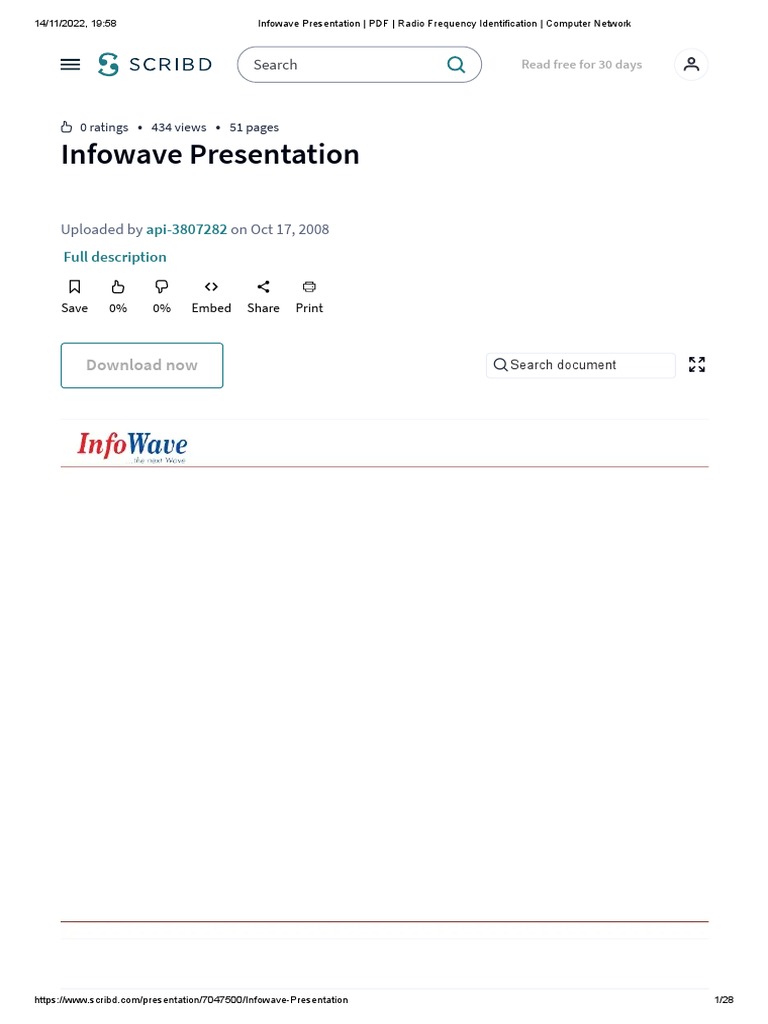 Infowave Presentation - PDF - Radio Frequency Identification - Computer Network | PDF
