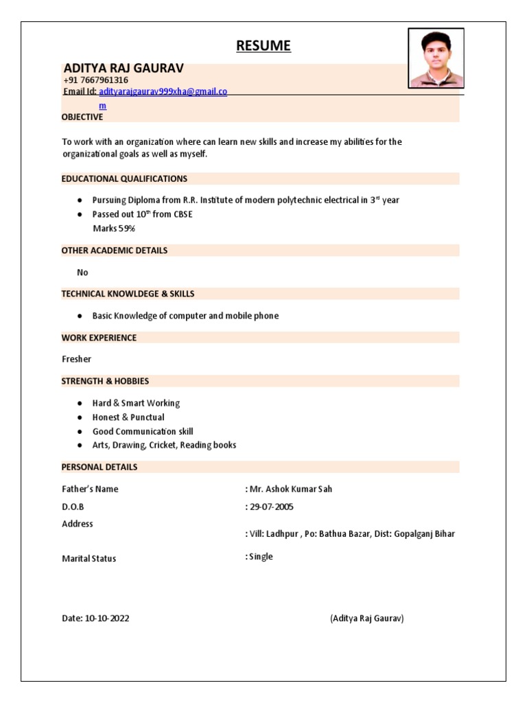 Aditya Raj Gaurav's Resume | PDF