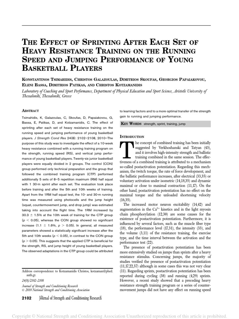 THE EFFECT OF SPRINTING AFTER EACH SET OF HEAVY RESISTENCE TRAINING ON ... THE EFFECT OF SPRINTING AFTER EACH SET OF HEAVY RESISTENCE TRAINING ON ...